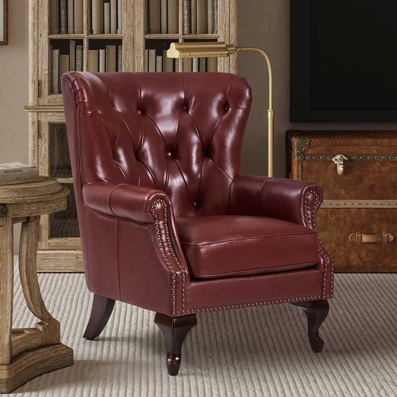 Lark Manor™ Ansumana 31.5 W Genuine Leather Armchair with Wing Back | Wayfair